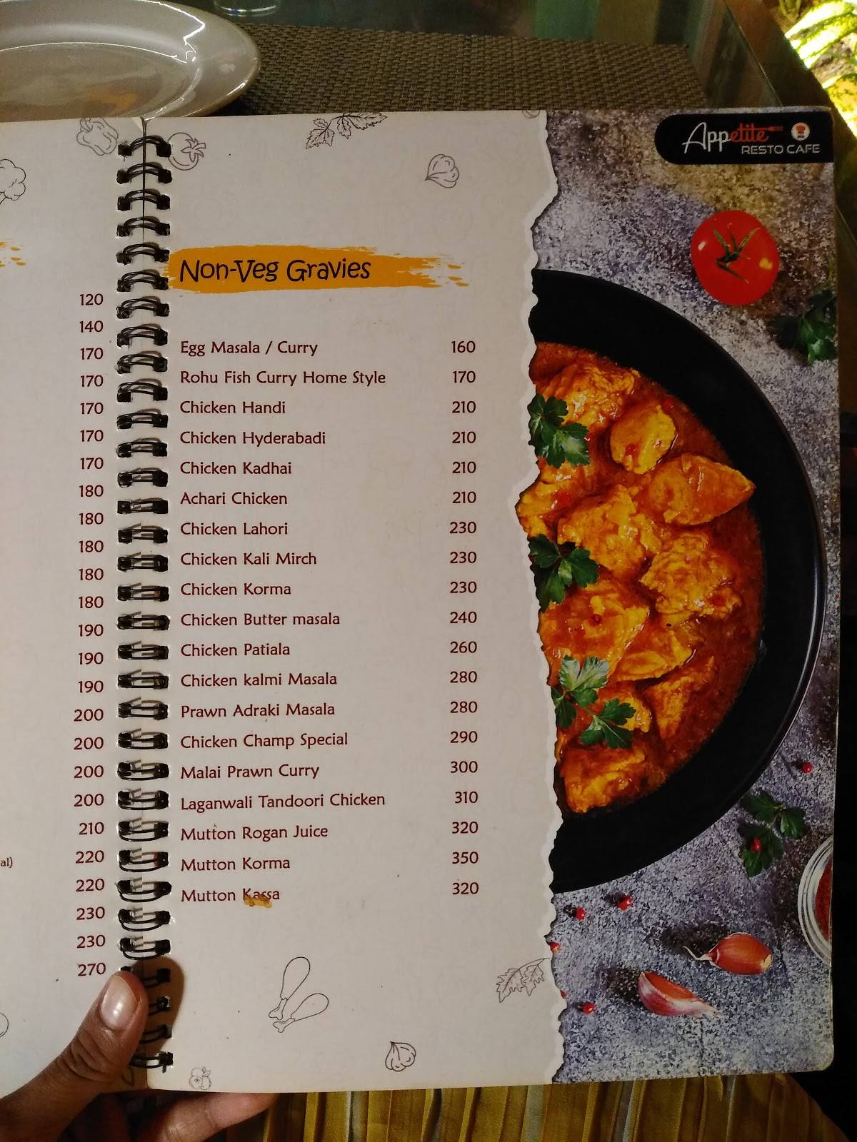 Menu at Appetite Resto Cafe, Burla
