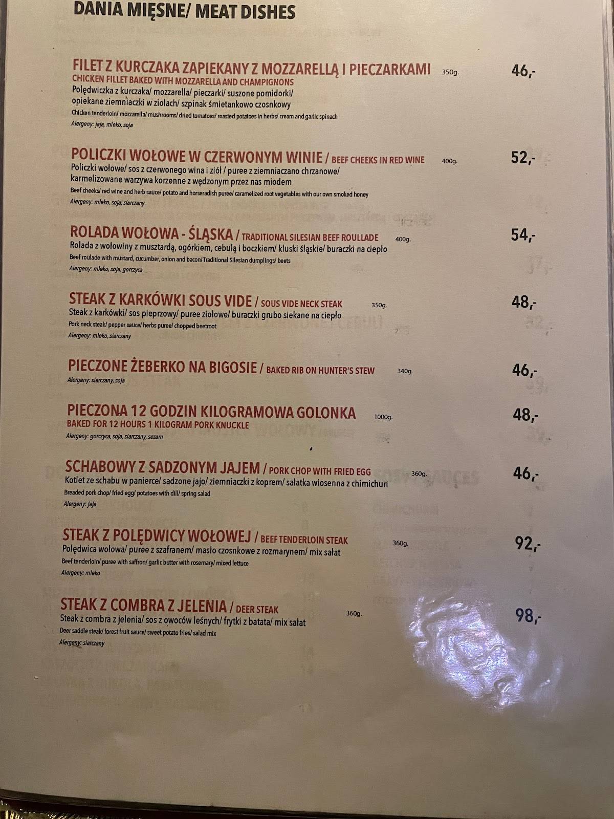 Menu at Applause Restaurant & Bar, Kielce