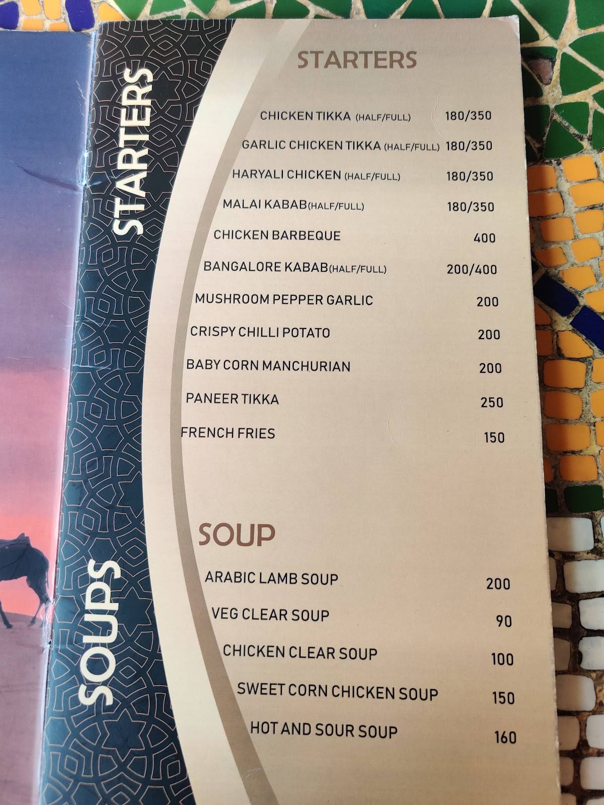 Menu at Arabian Hotspot, Bengaluru