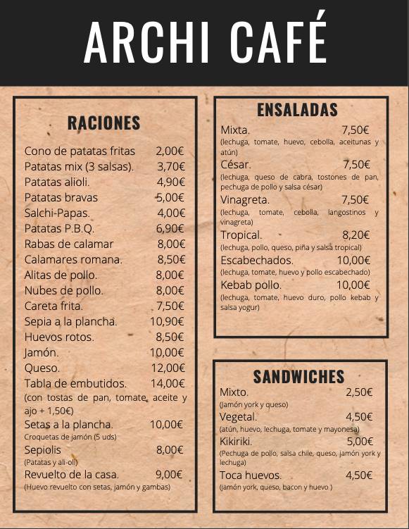 Carta de Archi Café, Almazán