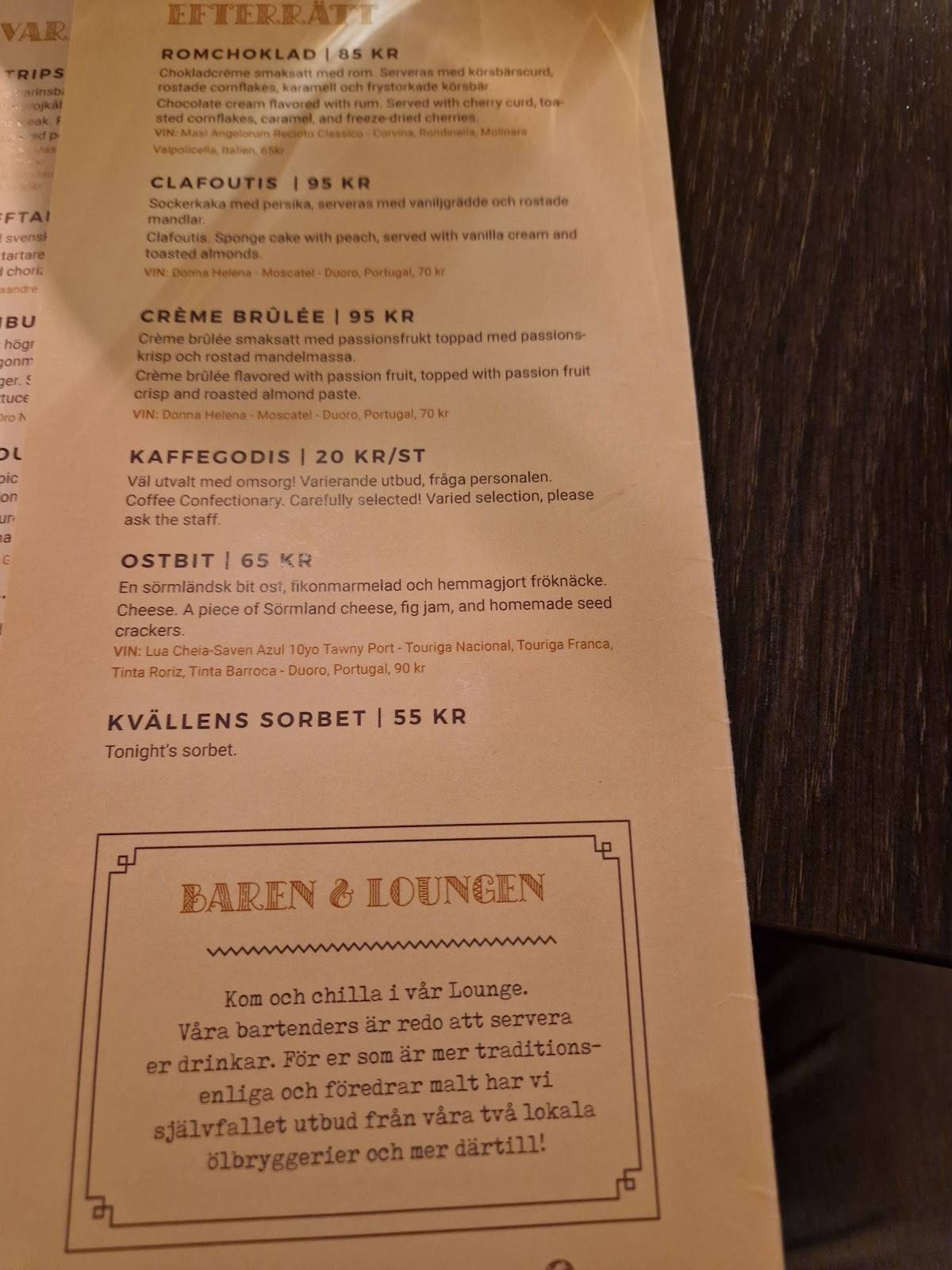 Menu at Ariu sushi restaurant, Nyköping