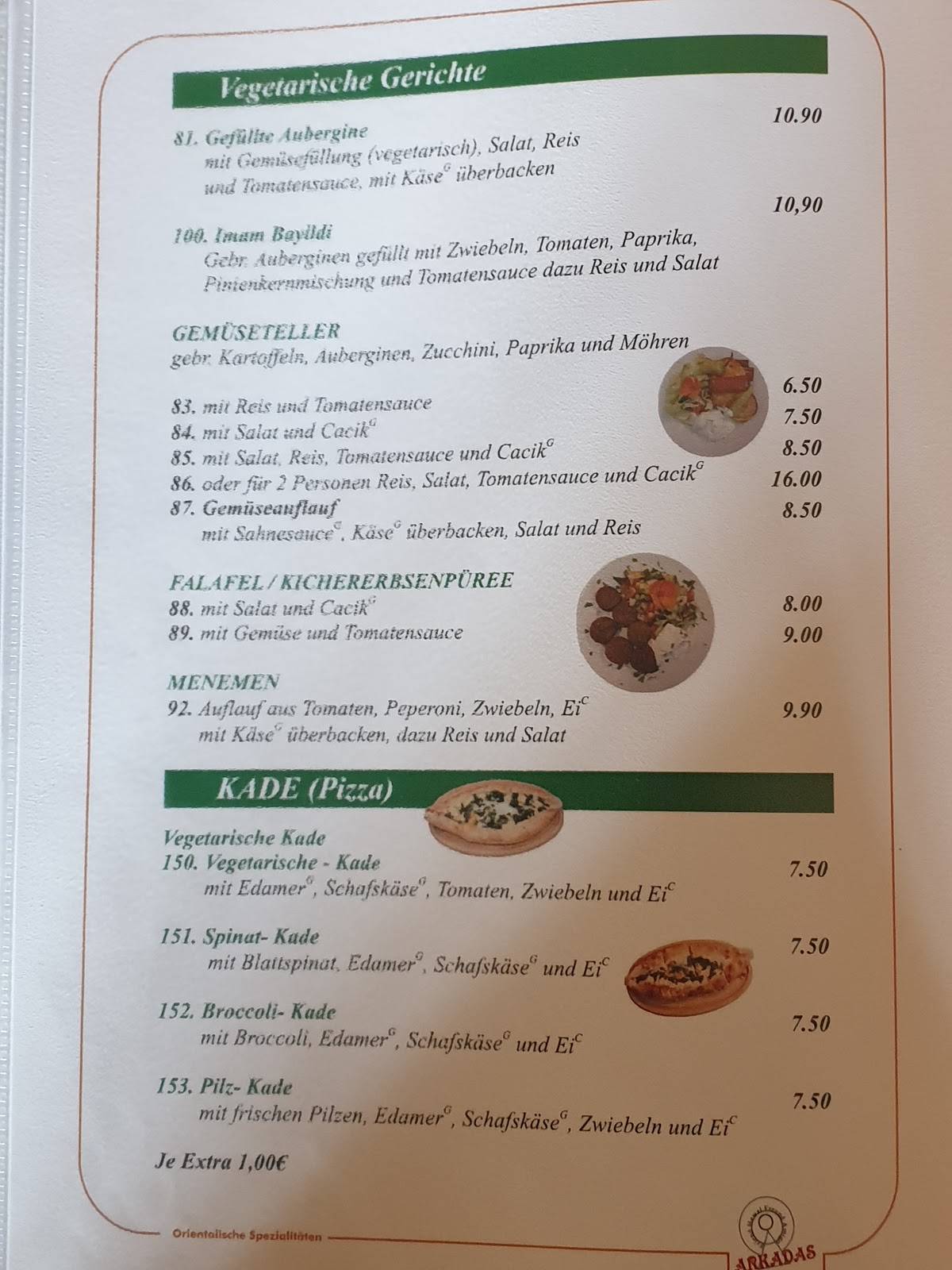 Speisekarte von Arkadas restaurant, Kassel