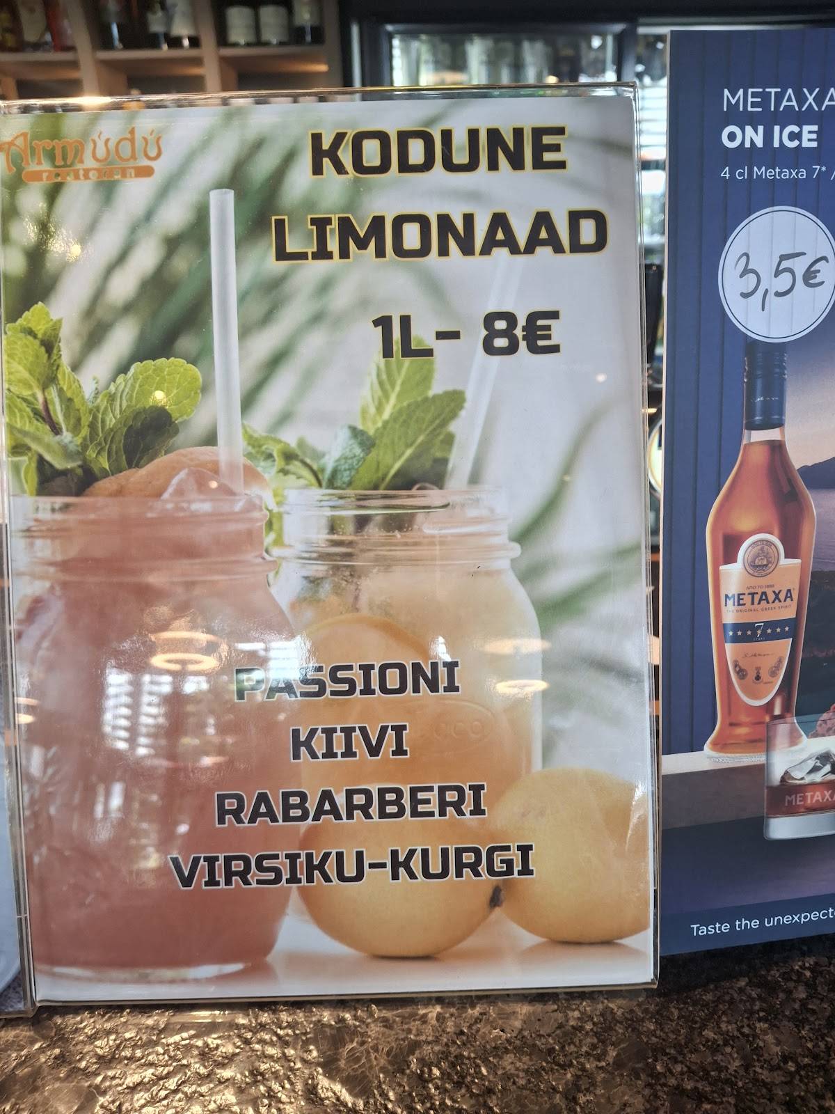 Menu at Armudu cafe, Tallinn, Mustakivi tee 17