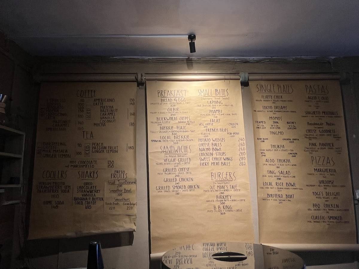 Menu at Art Cafe, Kalimpong, Rishi Rd