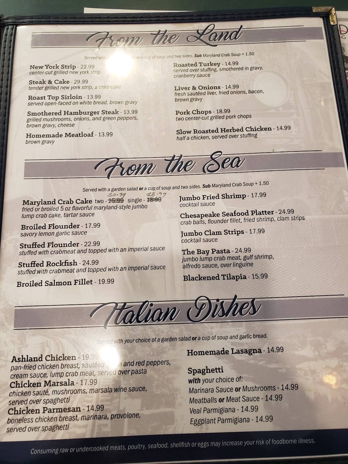 Menu at Ashland Cafe, Cockeysville