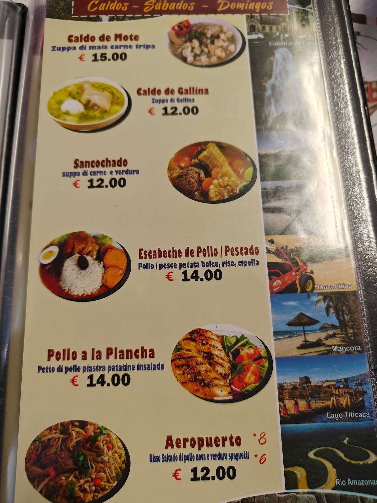 Menu da Asi Es Mi Perú ristorante, Genova