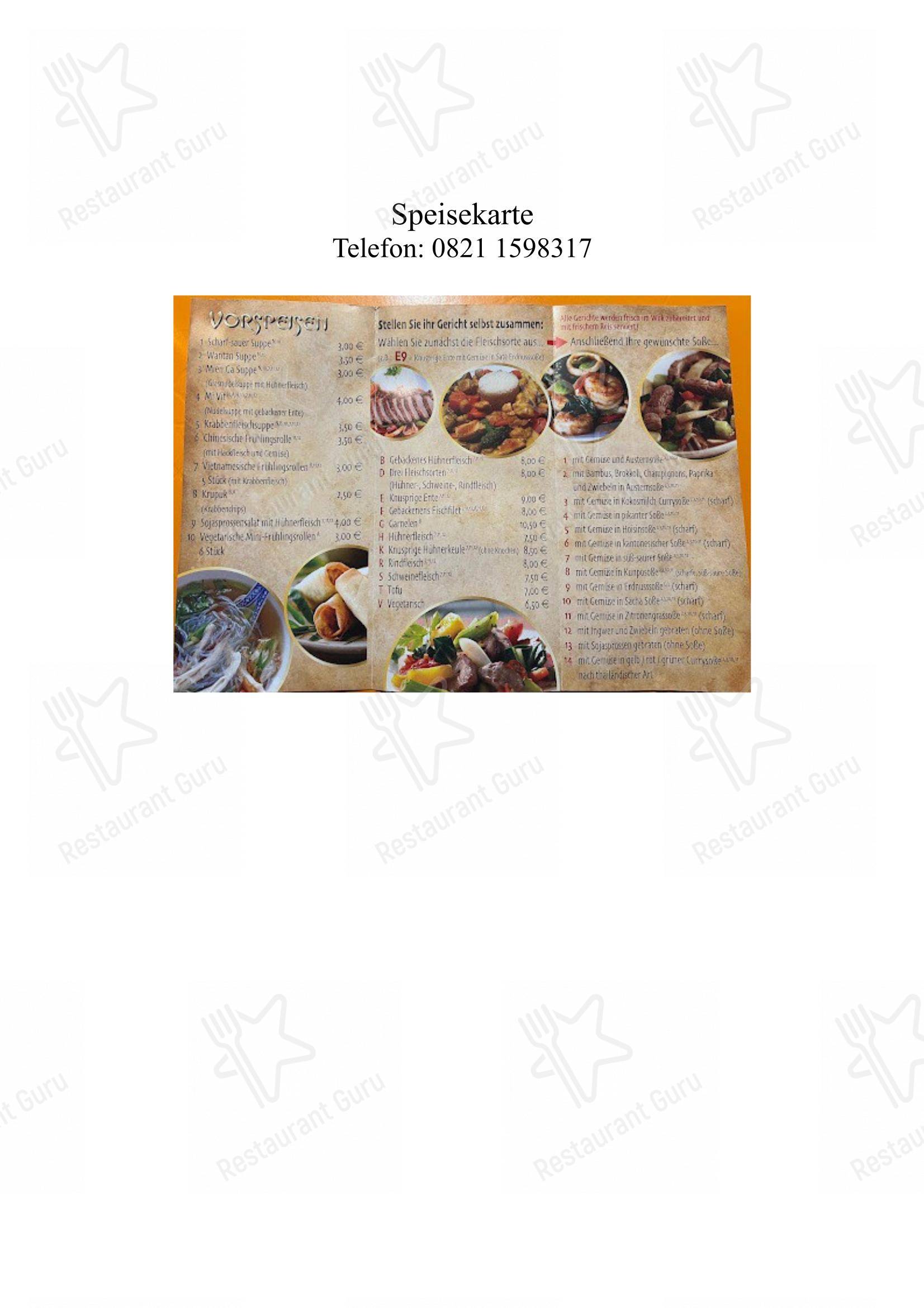 Speisekarte von Asia Imbiss Cuu Long fast Food, Augsburg