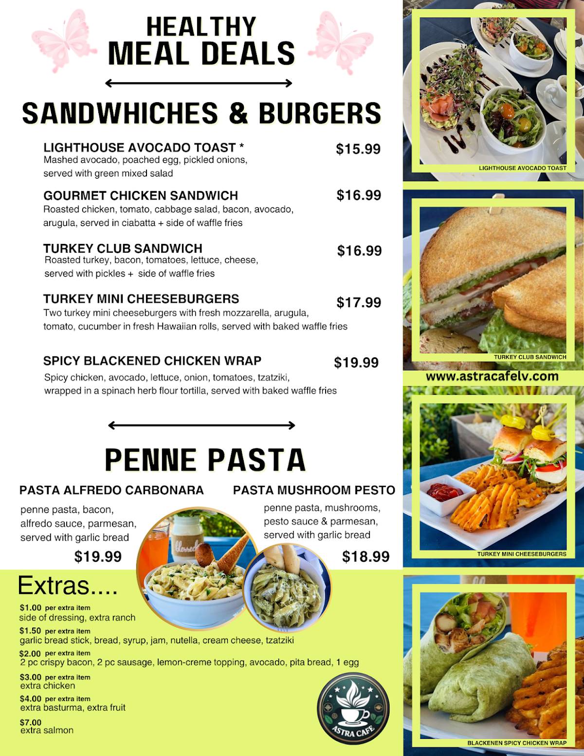 Menu at Astra Cafe, Las Vegas, S Rainbow Blvd Ste 106