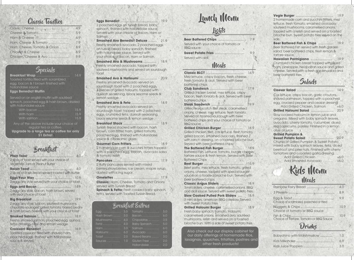 Menu at At the Willow Tree Cafe, Ormeau