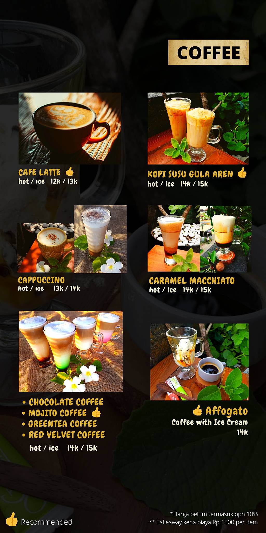 Menu at Atap Sunset Cafe, Denpasar