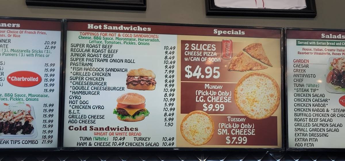 Menu at Atha's Roast Beef & Pizza restaurant, Peabody