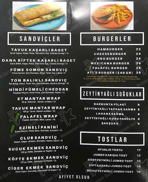 Menu at Ati's Buffet, Istanbul