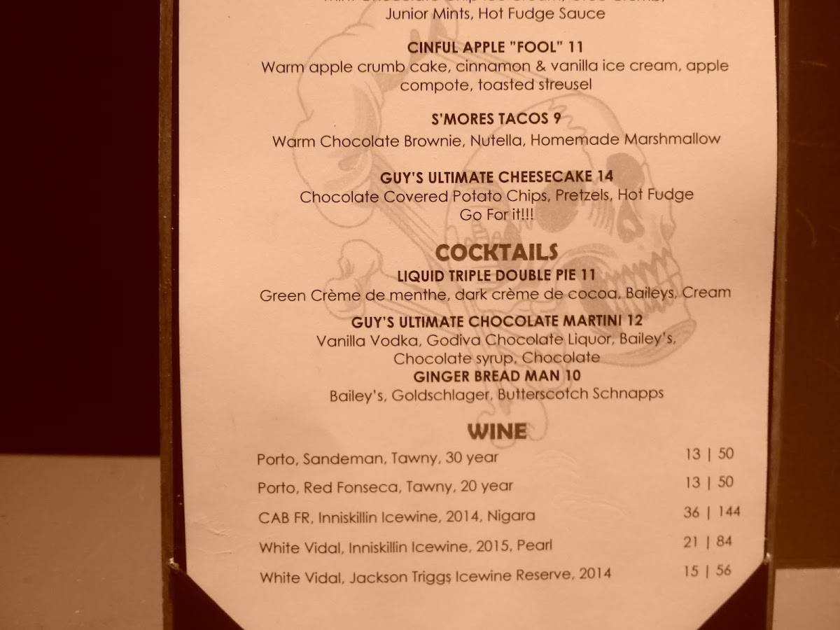 Menu at Guy Fieri's Chophouse steakhouse, Atlantic City, Pacific Ave