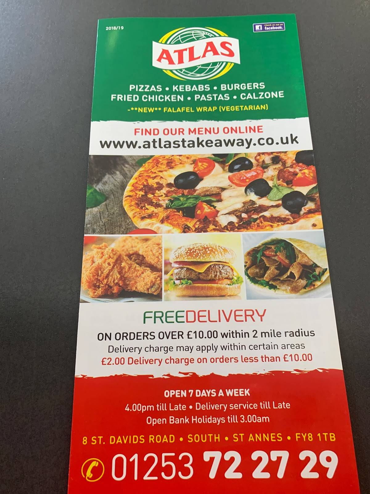 Menu at Atlas Takeaway fast food, Lytham Saint Annes