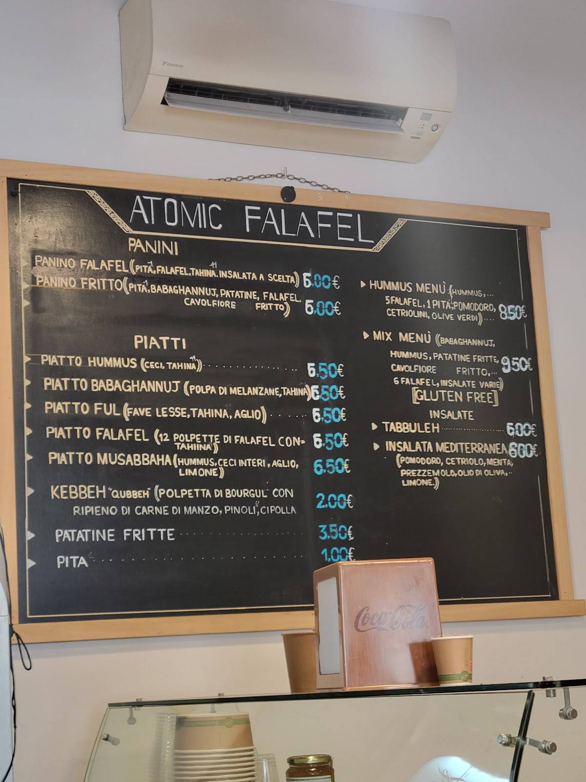 Menu at Atomic Falafel restaurant, Florence