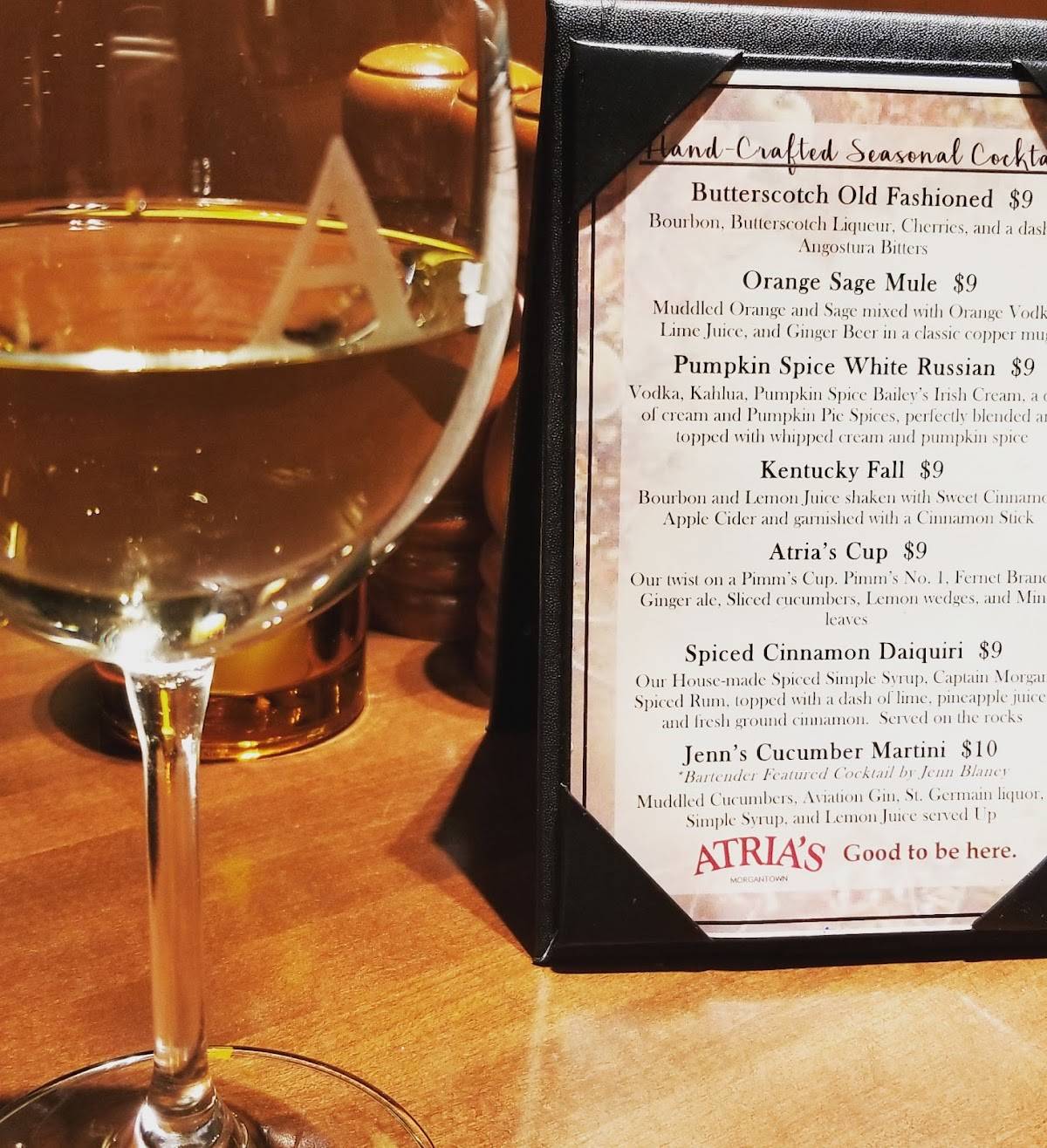 Menu at Atria's Restaurant, Morgantown