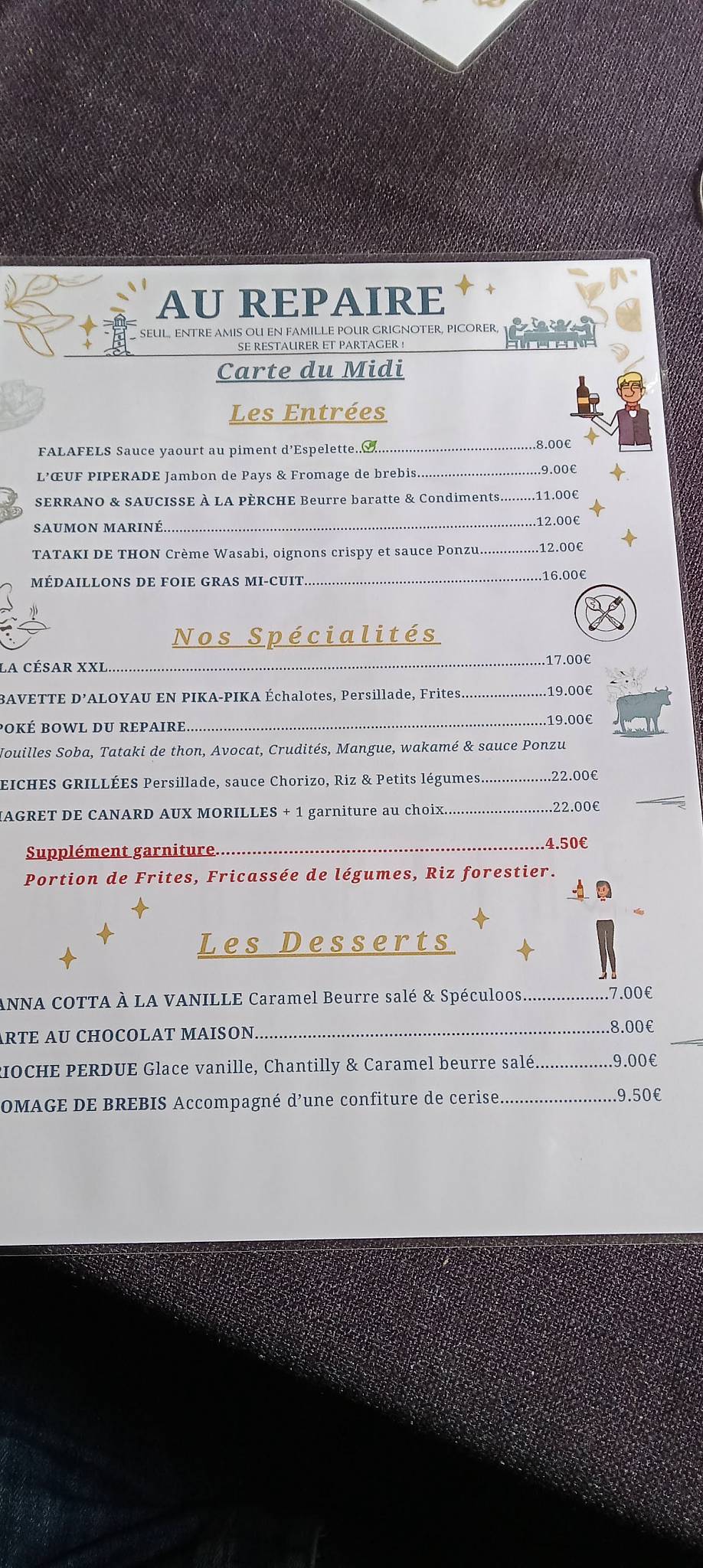 Menu au Au Repaire pub et bar, Salies-de-Béarn