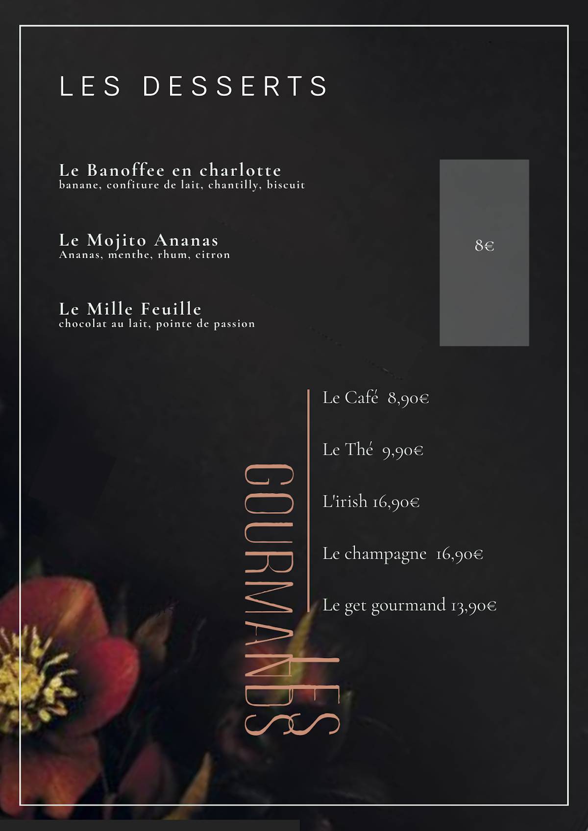 Menu au Au Soon restaurant, La Chapelle-d'Armentières