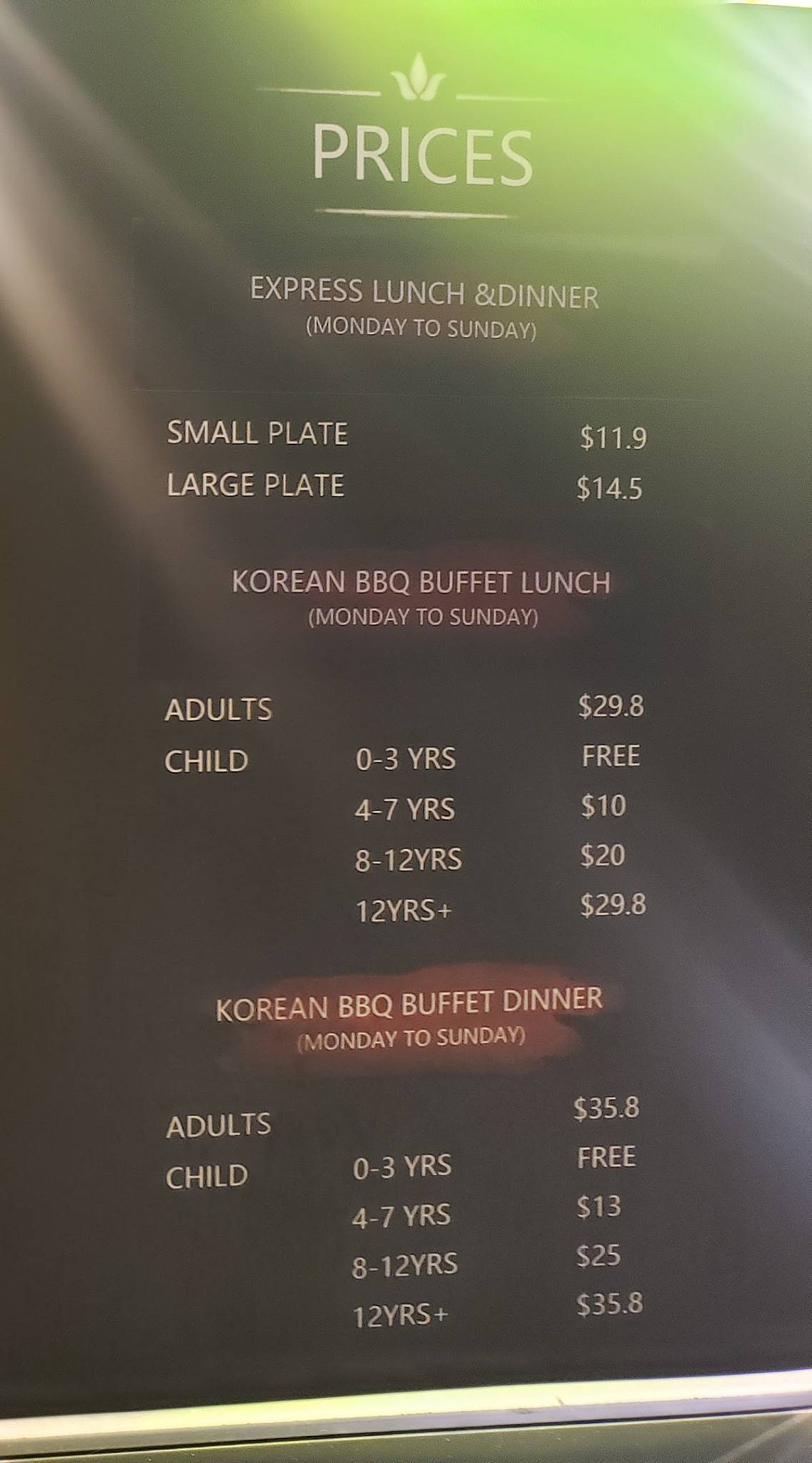 Menu at Fantasy Korean BBQ (Eden Terrace) 范特西烧烤(中区店), Auckland