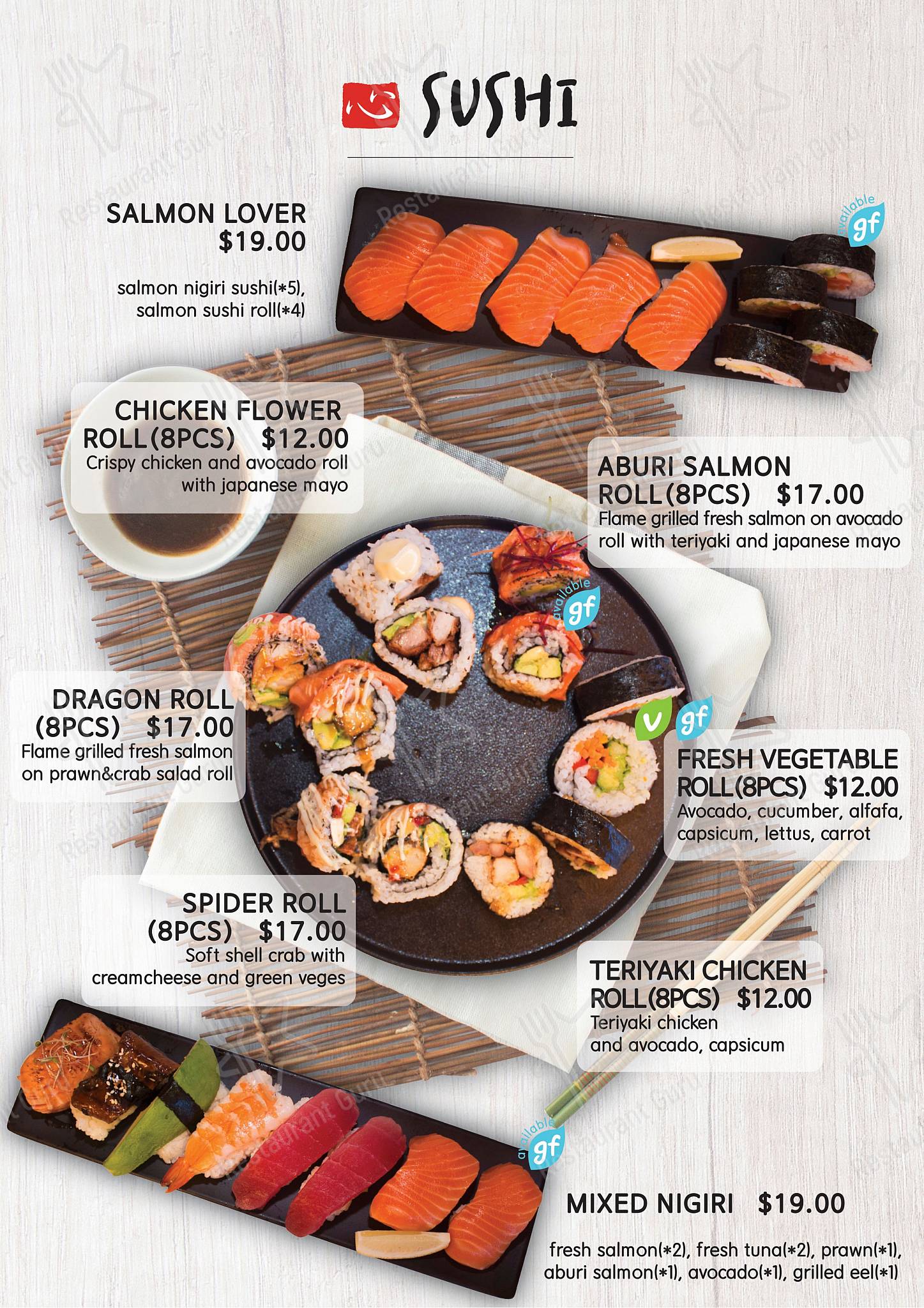 Menu at Kokoro Kitchen restaurant, Auckland