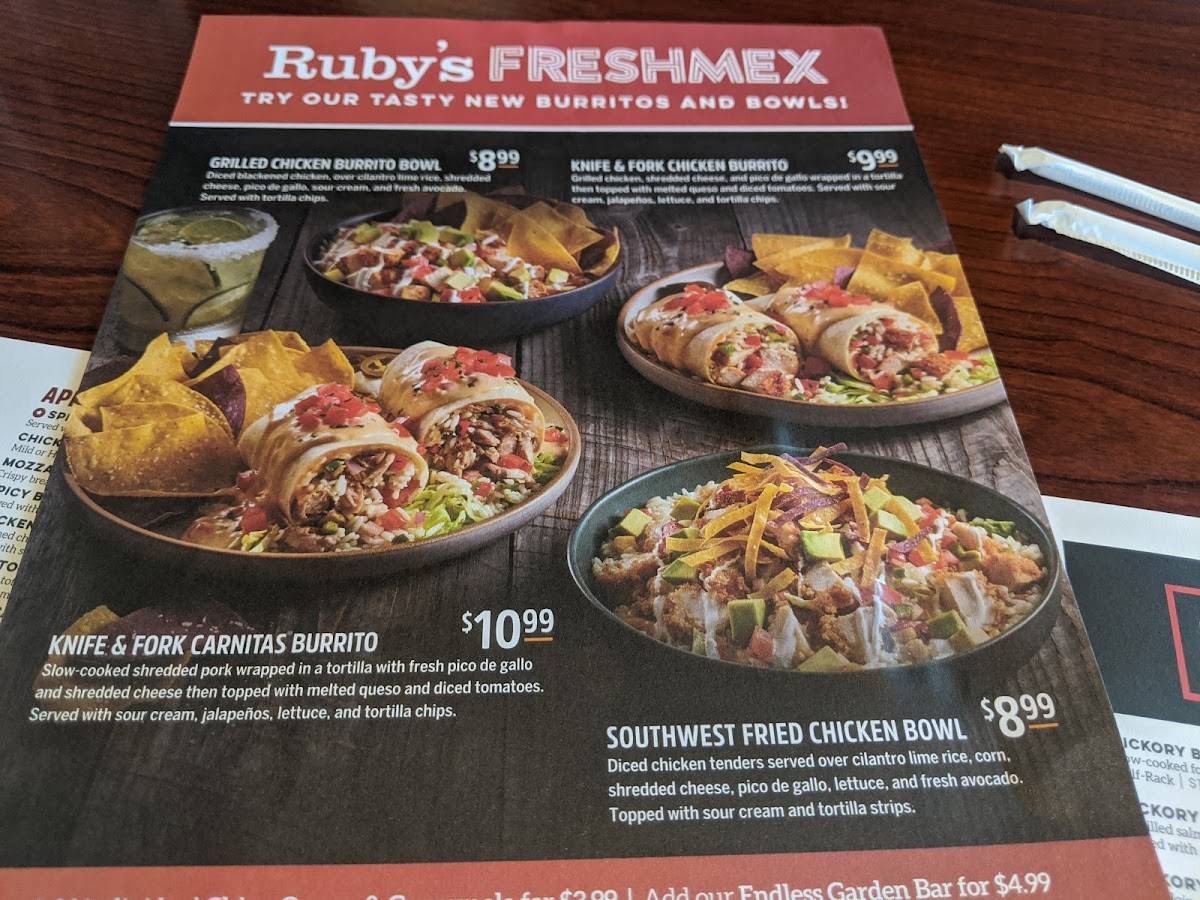 Menu at Ruby Tuesday restaurant, Austintown, Mahoning Ave