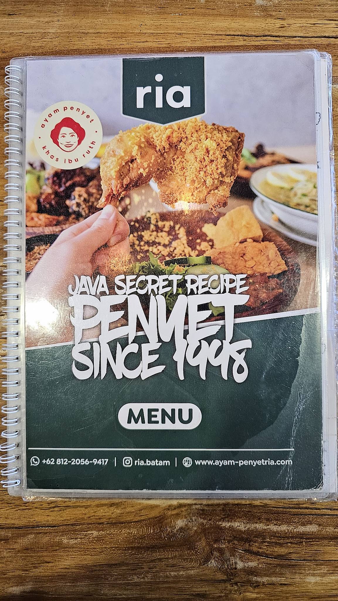 Menu at Ayam Penyet Ria restaurant, Batam, Mega Mall Batam Center