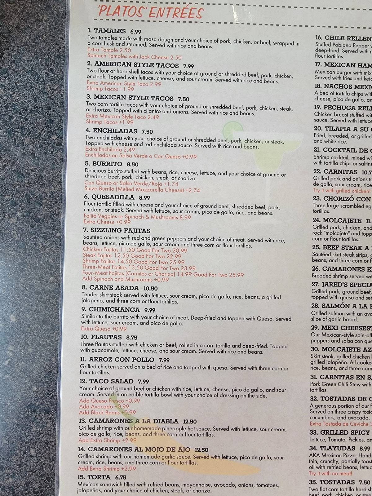 Menu at Ayda's Mexican Cuisine restaurant, Rensselaer, 208 S Van ...