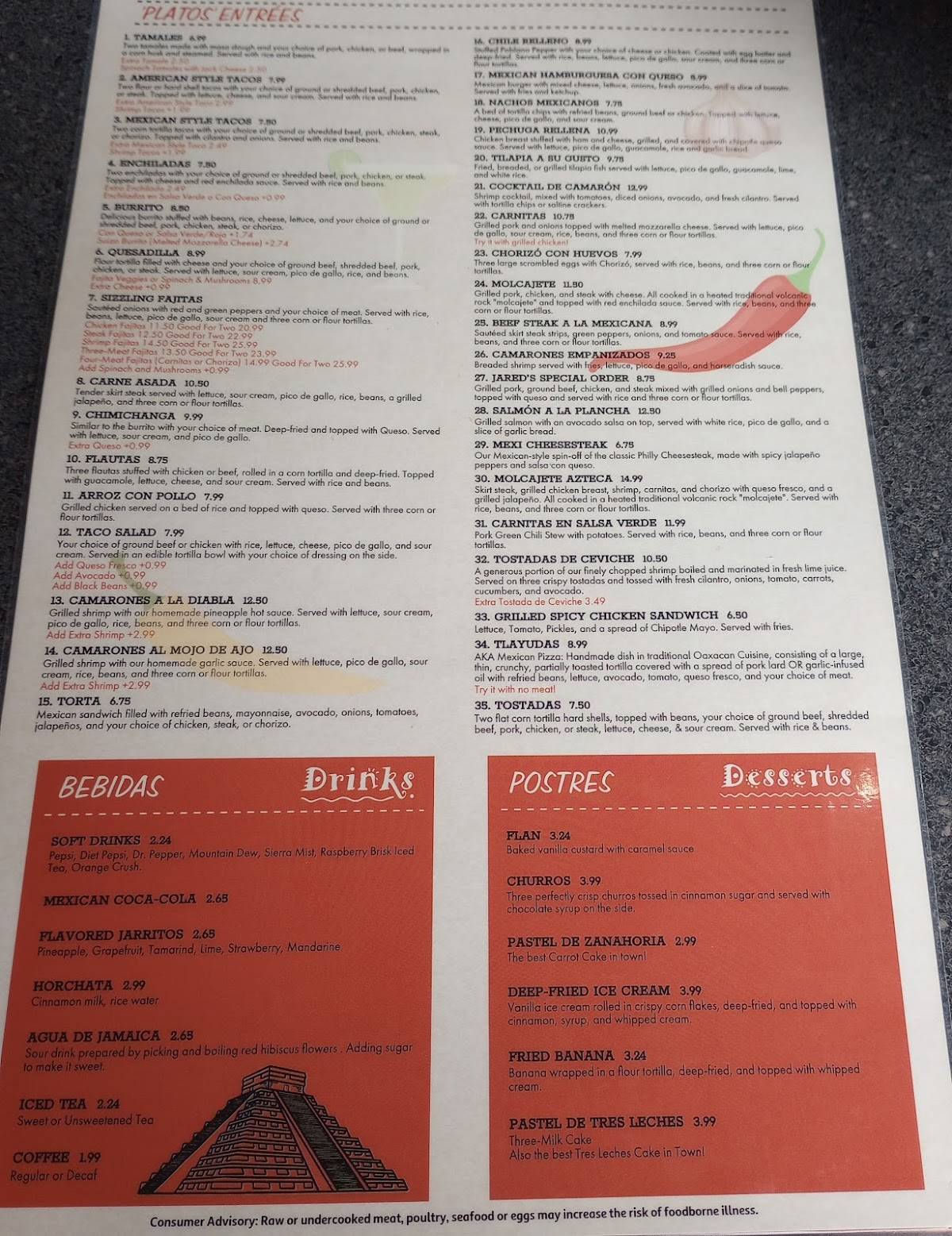 Menu at Ayda's Mexican Cuisine restaurant, Rensselaer, 208 S Van ...