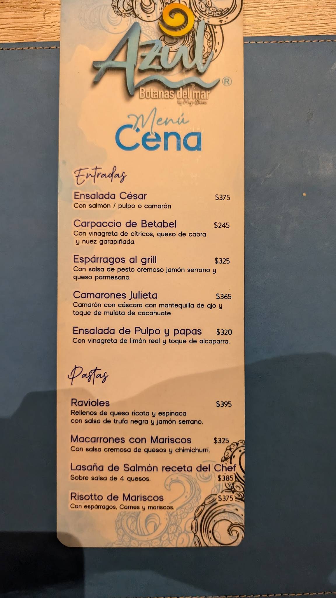 Carta del restaurante Azul Botanas del Mar FLUVIAL by Hugo Chávez ...