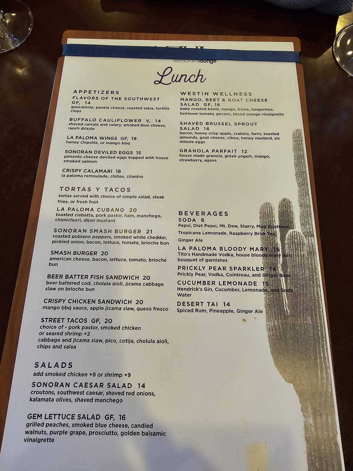 Menu at Azul Restaurant and Lounge, Tucson