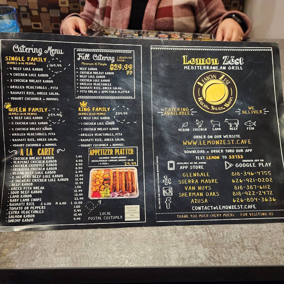Menu at Lemón Zëst pub & bar, Azusa