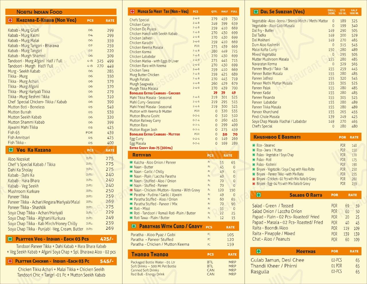 Menu at BARBECUE NEXUS - NORTH INDIAN, CHINESE, BENGALI, MUGHLAI, KABAB ...