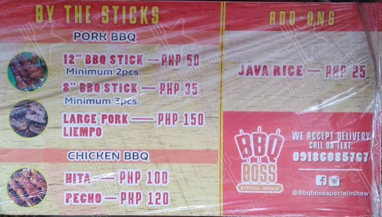 Menu at BBQ Boss, Taguig