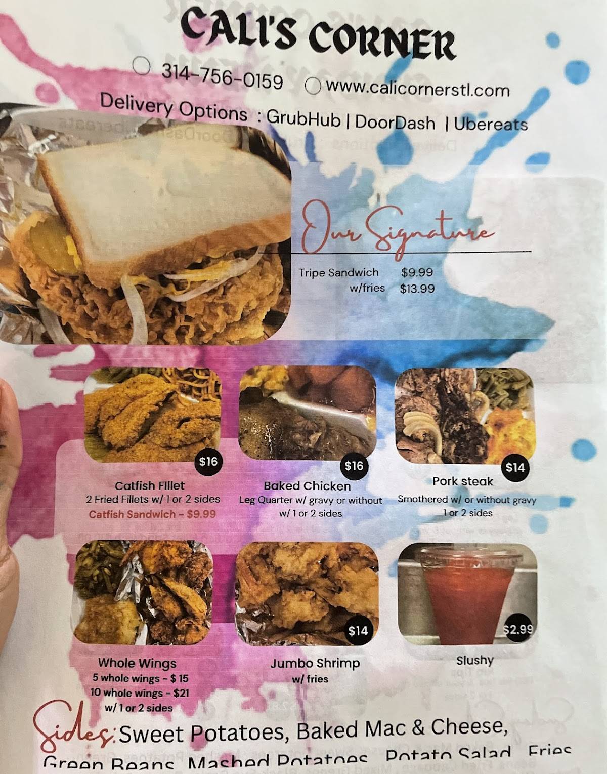 Menu at Cali's Corner BBQ, Florissant, Vaile Ave