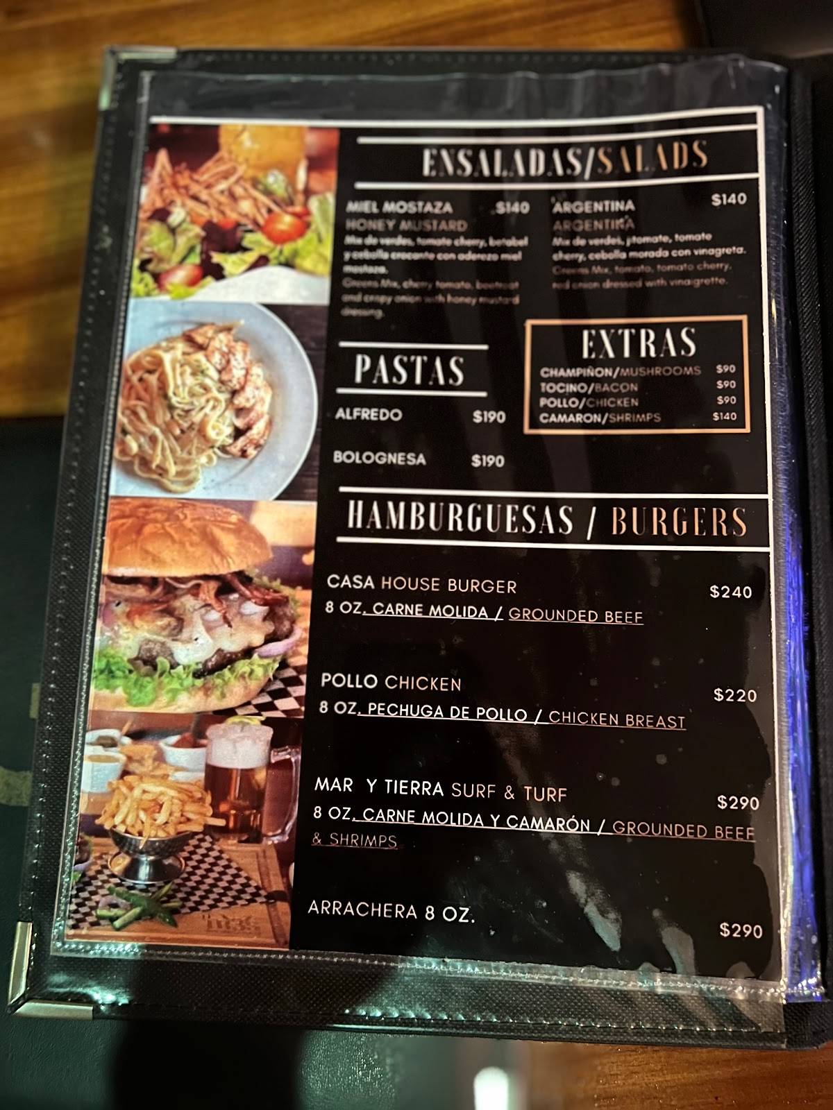 Menu at EL TRES Steak House & Restaurant, Cabo San Lucas