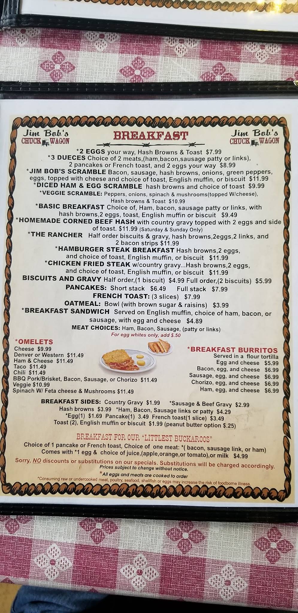 Menu at Jim Bob's Chuck Wagon BBQ, McKenna