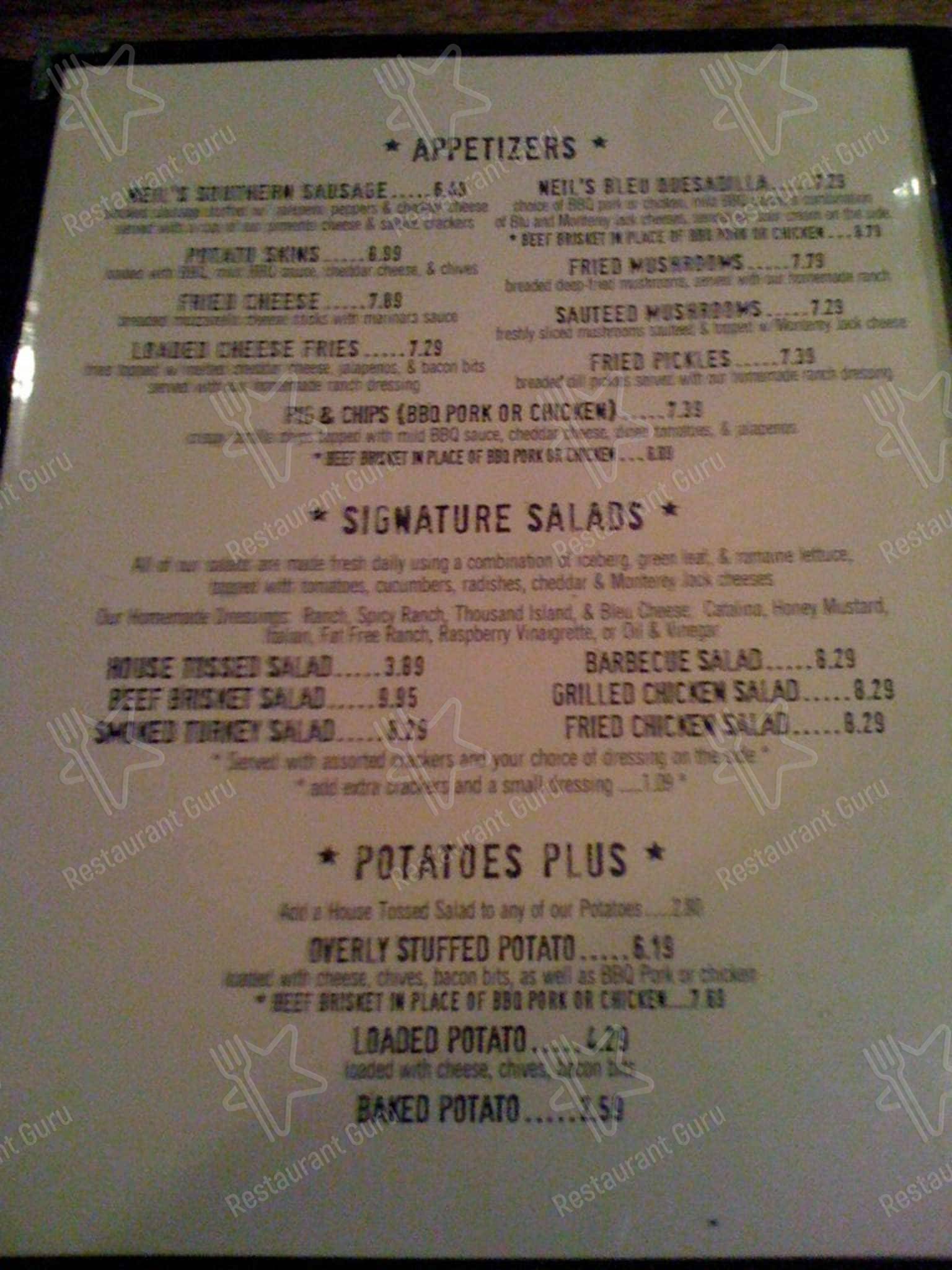 Menu at Timbers BBQ and Grill, Dyersburg