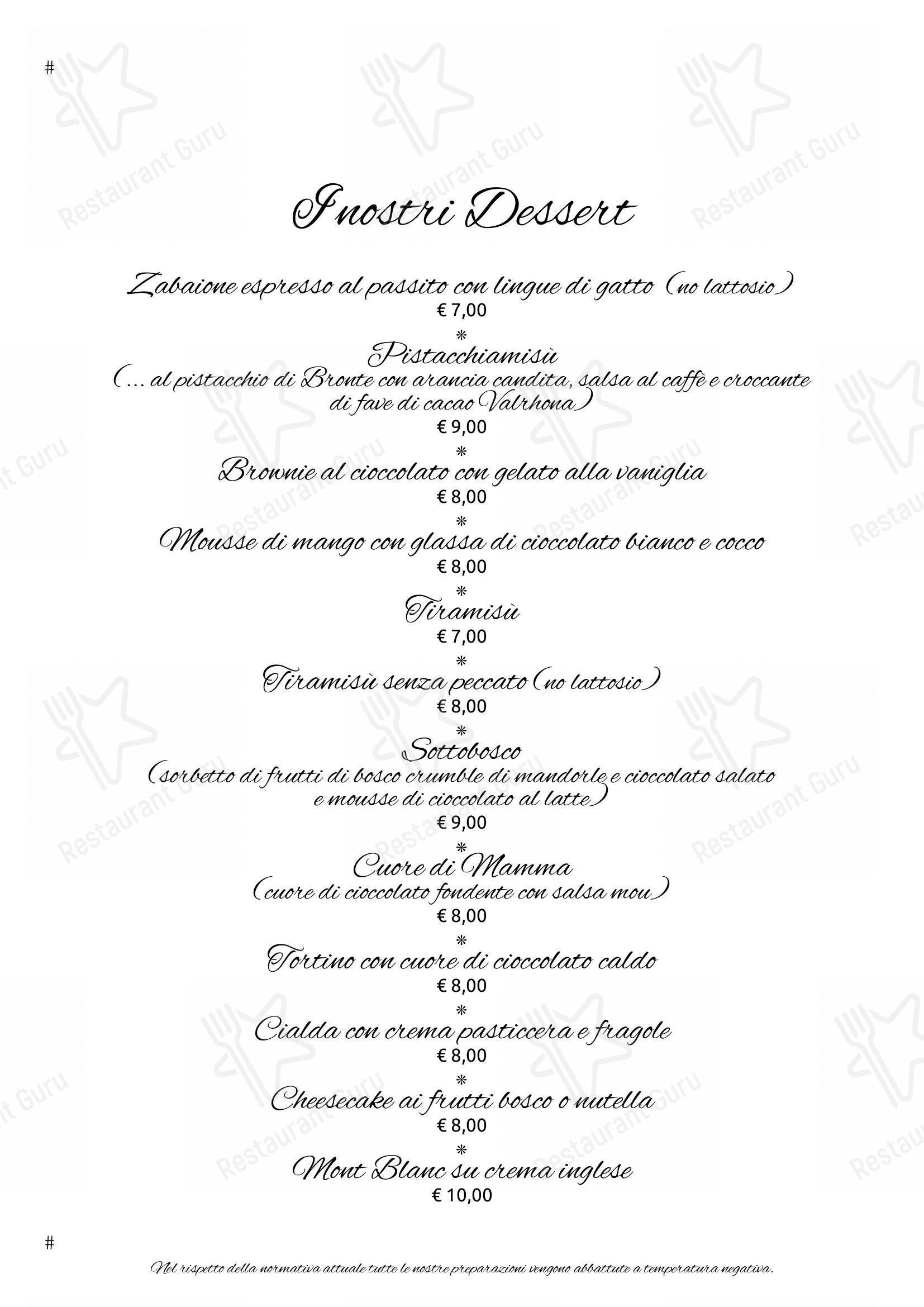 Menu da Ristorante Mamma Mia, Roma, Via Giovanni Pacini