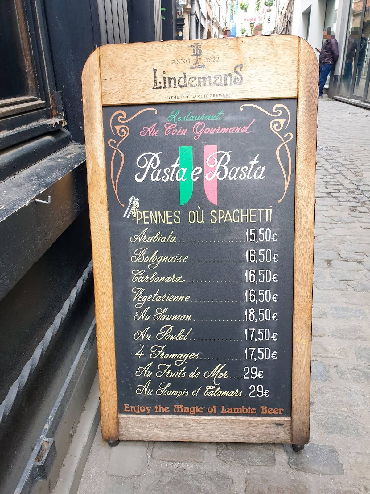 Menu at BELGIAN BUFFALO, Brussels