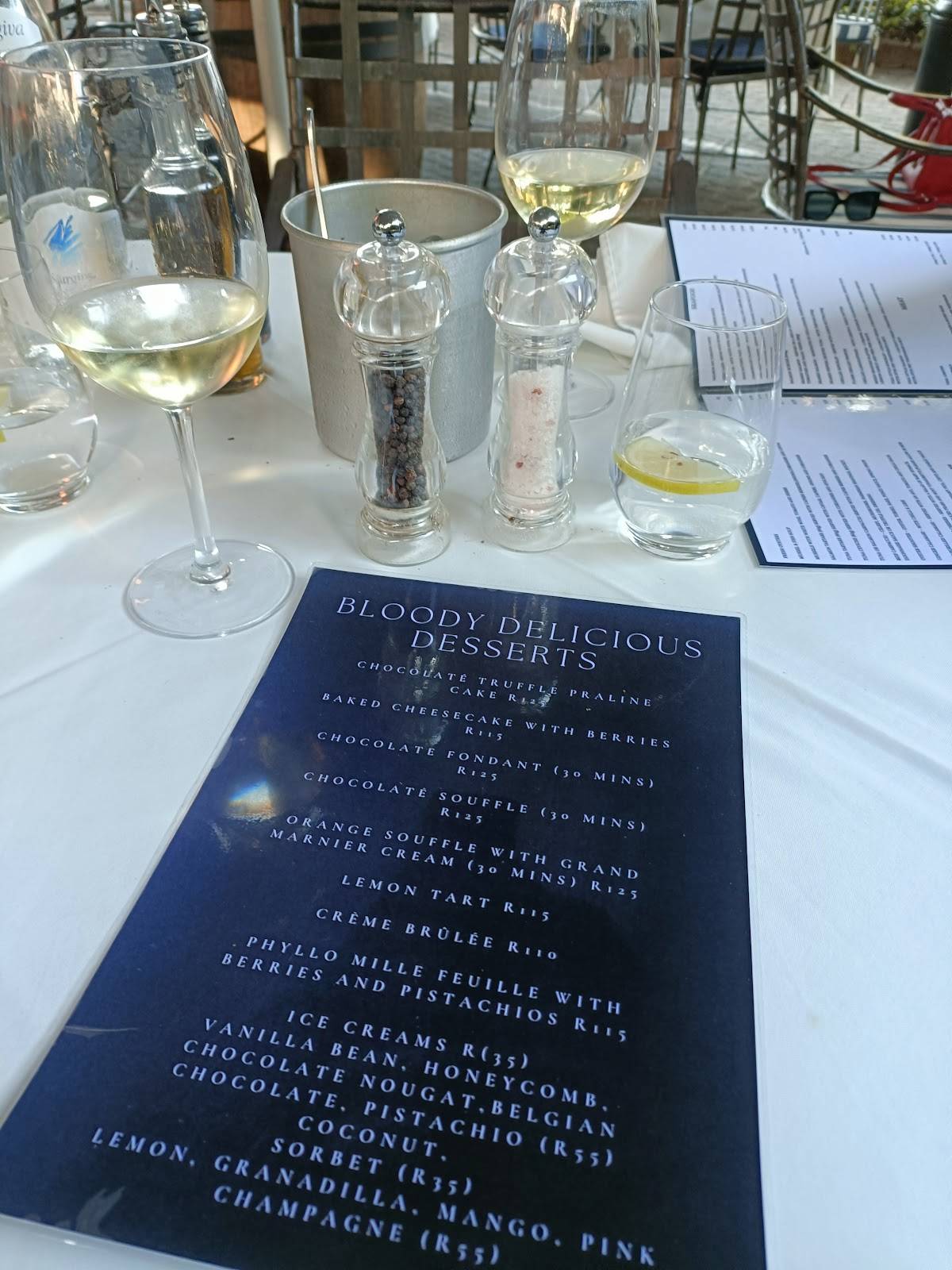 Menu at BELLAGIO restaurant, Johannesburg, 257 Oxford Rd