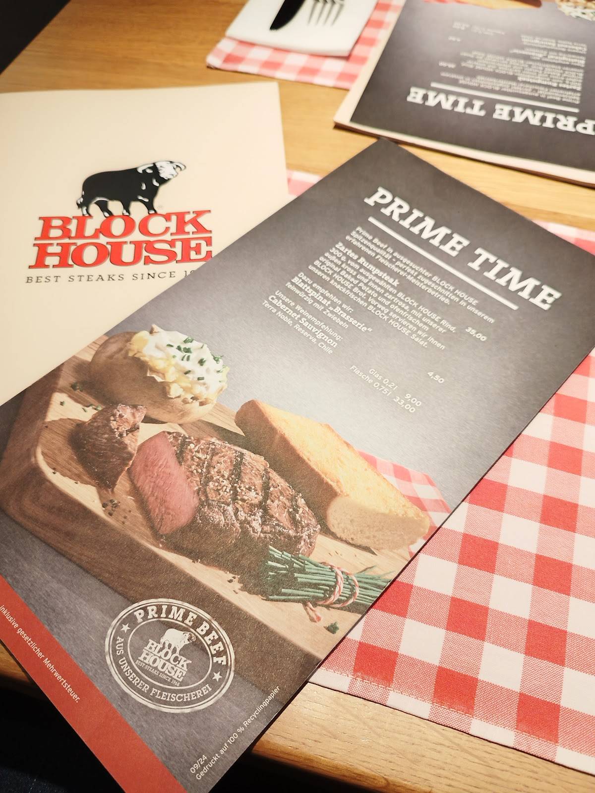 Speisekarte von BLOCK HOUSE Essen steakhaus, Essen
