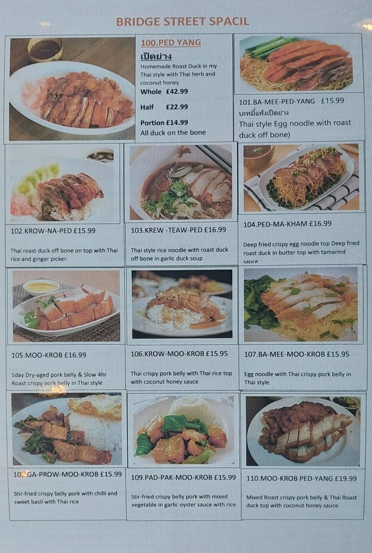 Menu at BRIDGE THAI STREET FOOD restaurant, Hereford