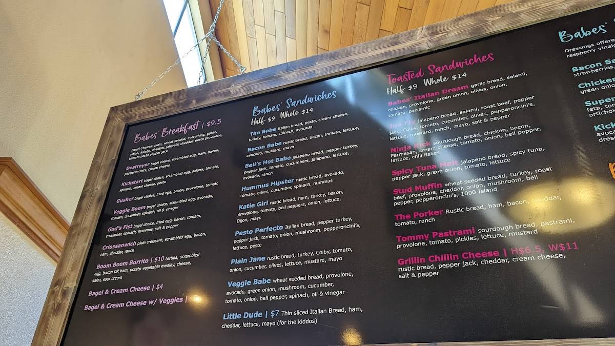 Menu at Babe's Bakery, Grants Pass