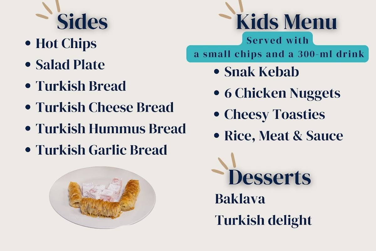 Menu at Babylon Kebab fast food, Wellington