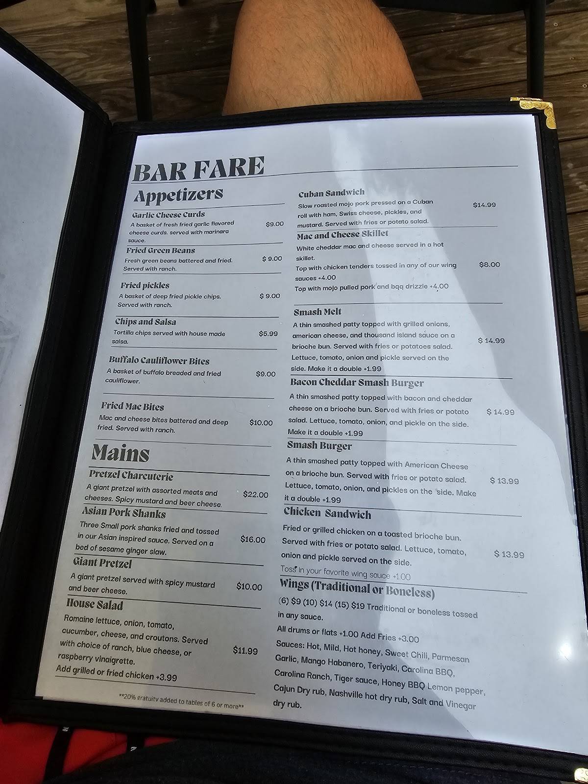 Menu at Back Alley Barn "Saluda's Tavern", Saluda