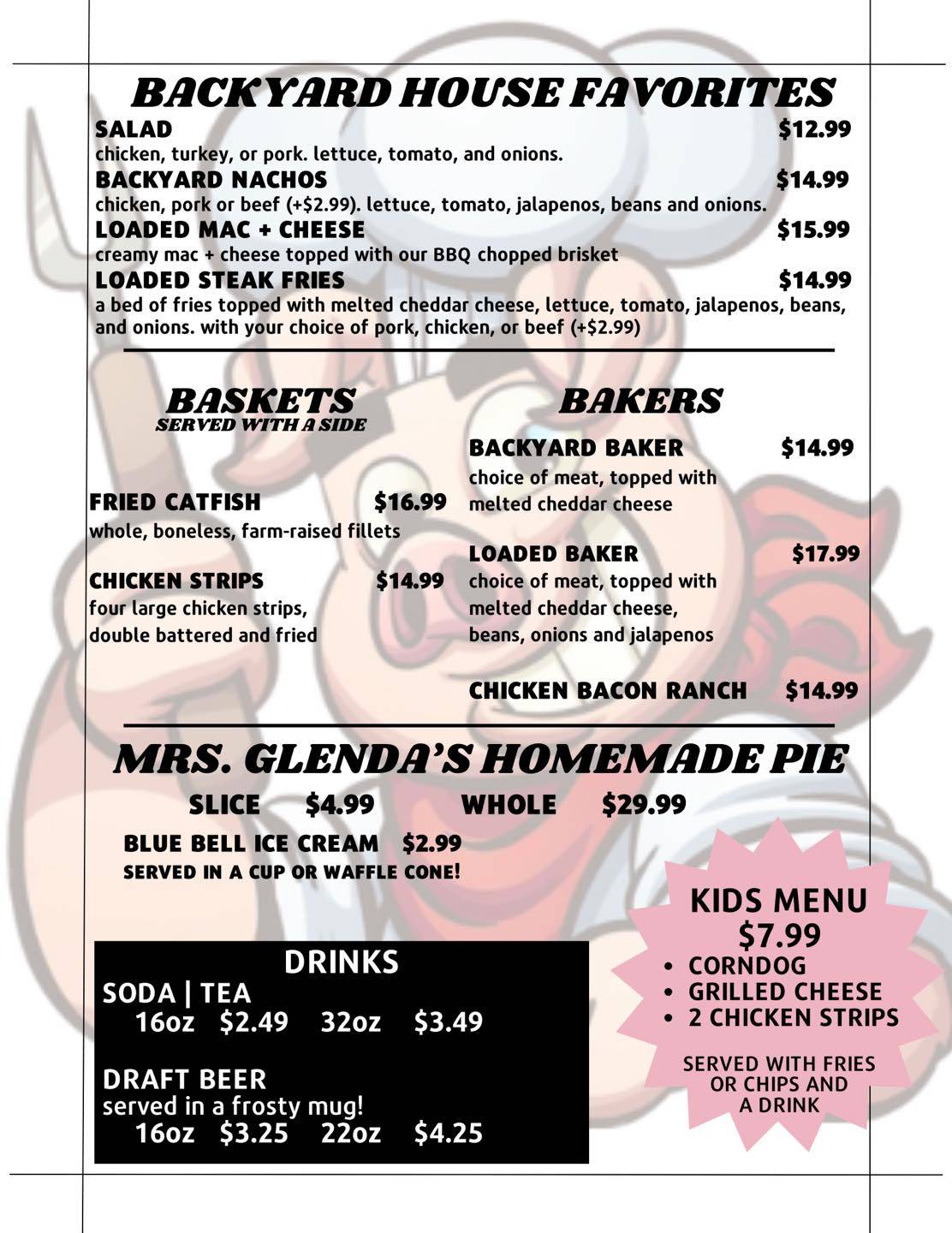 Menu at Backyard Barbeque Co, Magnolia