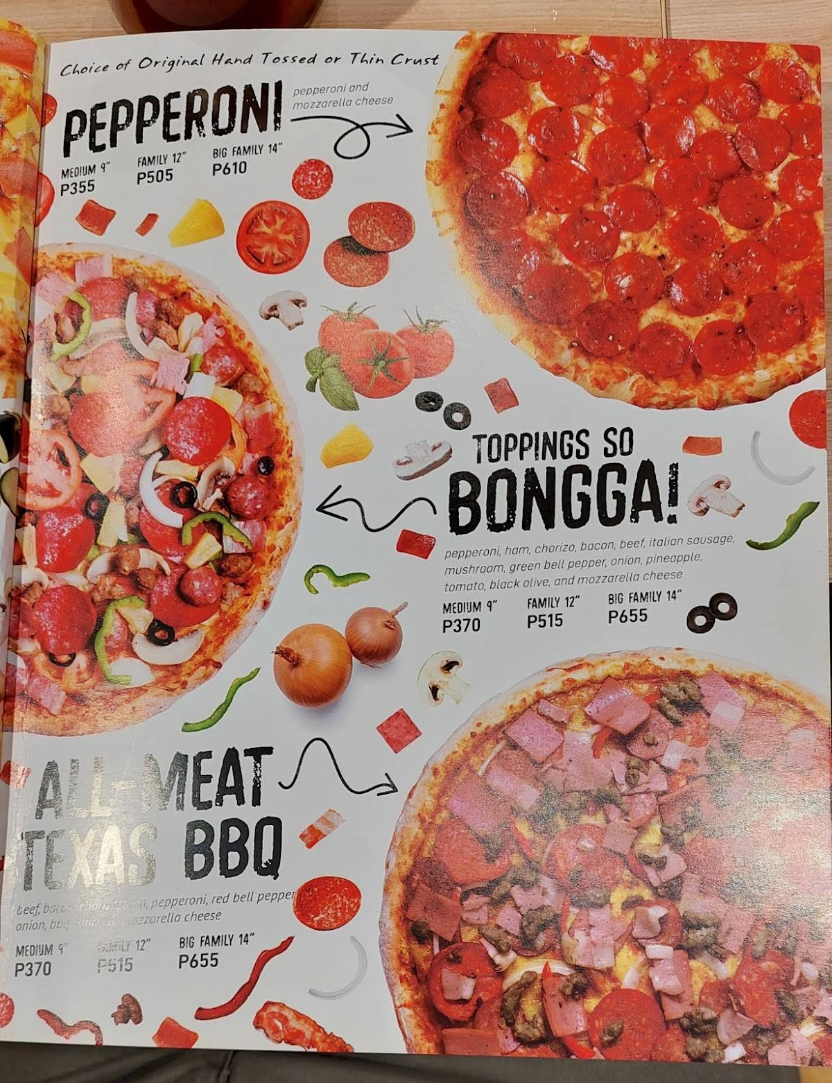 Menu at Angel's Pizza Bacolod restaurant, Bacolod