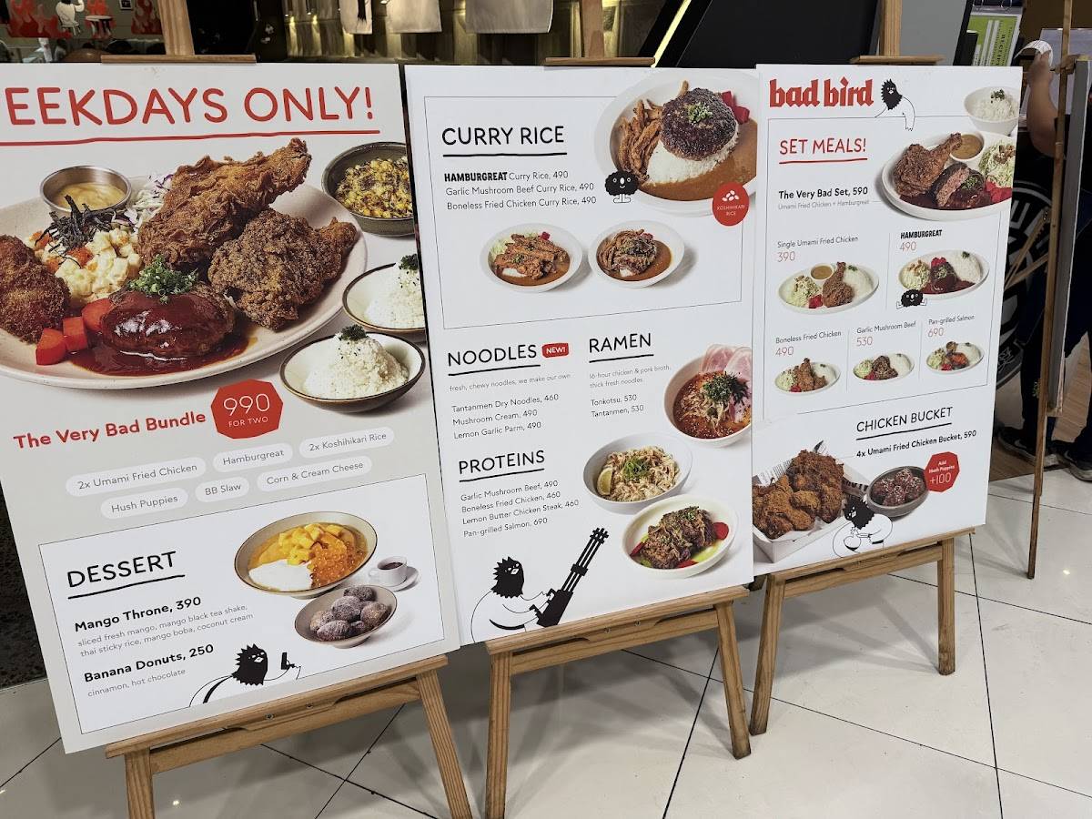 Menu at Bad Bird Megamall restaurant, Mandaluyong, 3F