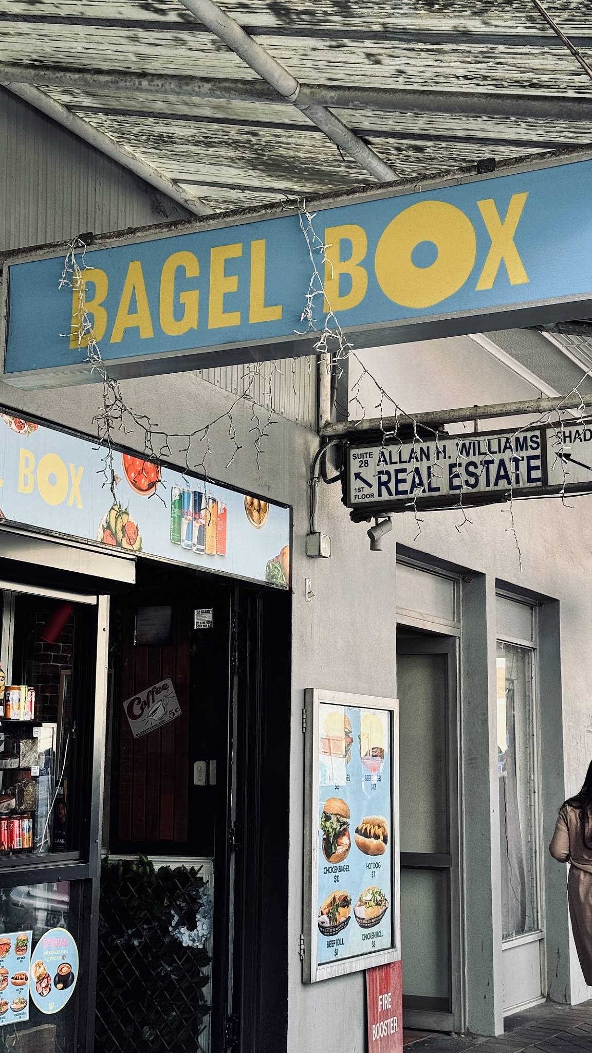 Menu at Bagel Box cafe, Parramatta