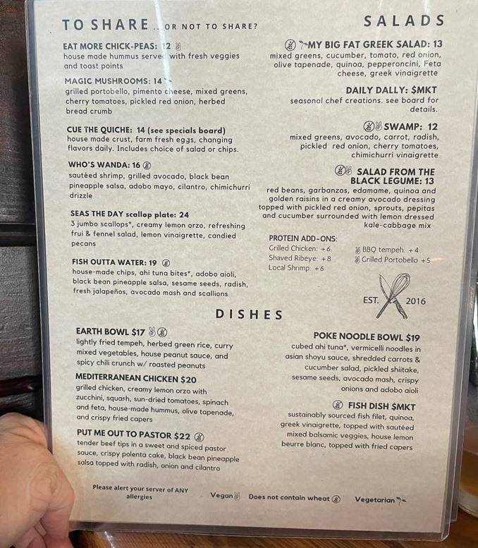 Menu at Bake Chop restaurant, DeLand